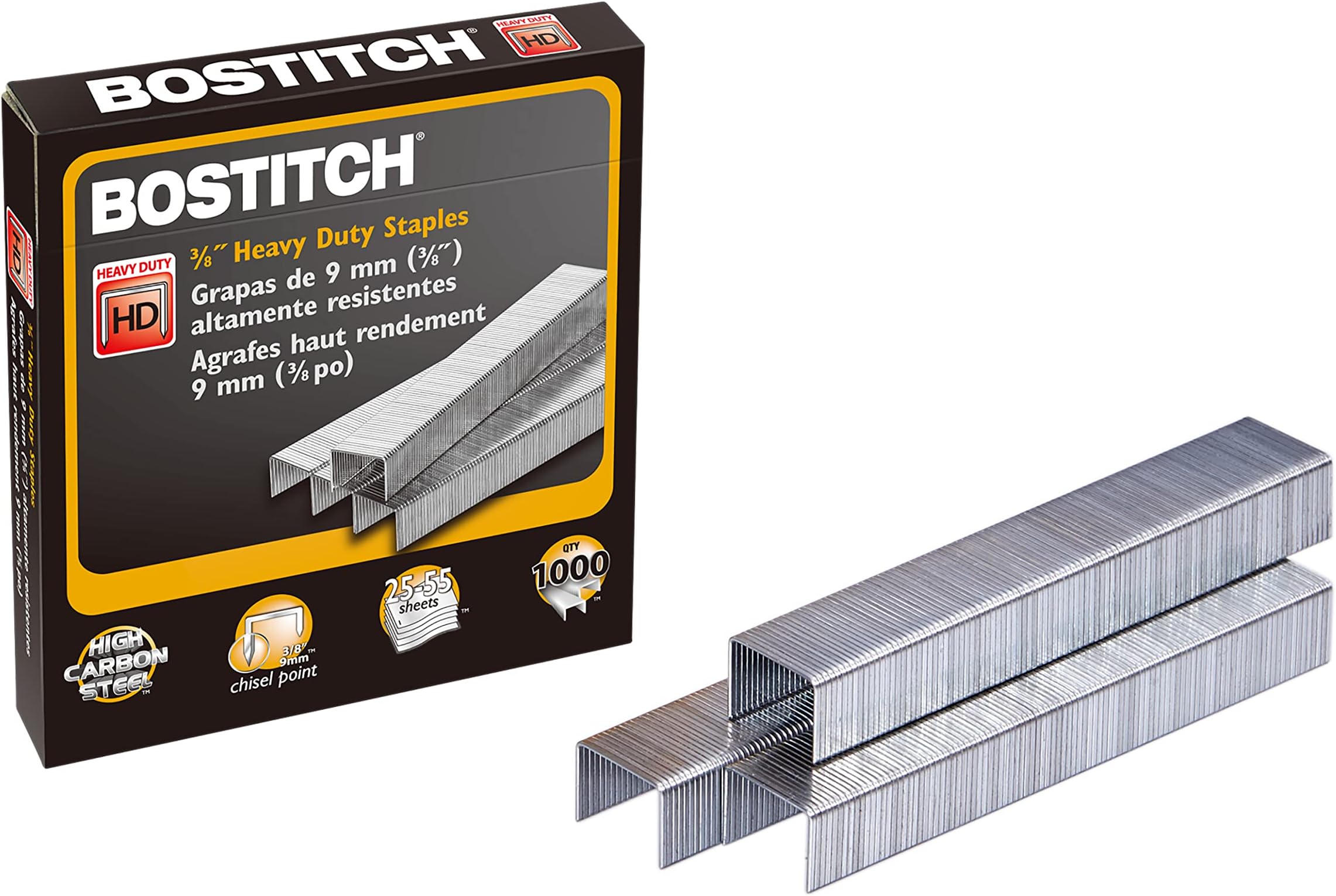 Bostitch SB353/8-1M Heavy Duty Premium Staples, 25-55 Sheets, 3/8" Leg ...