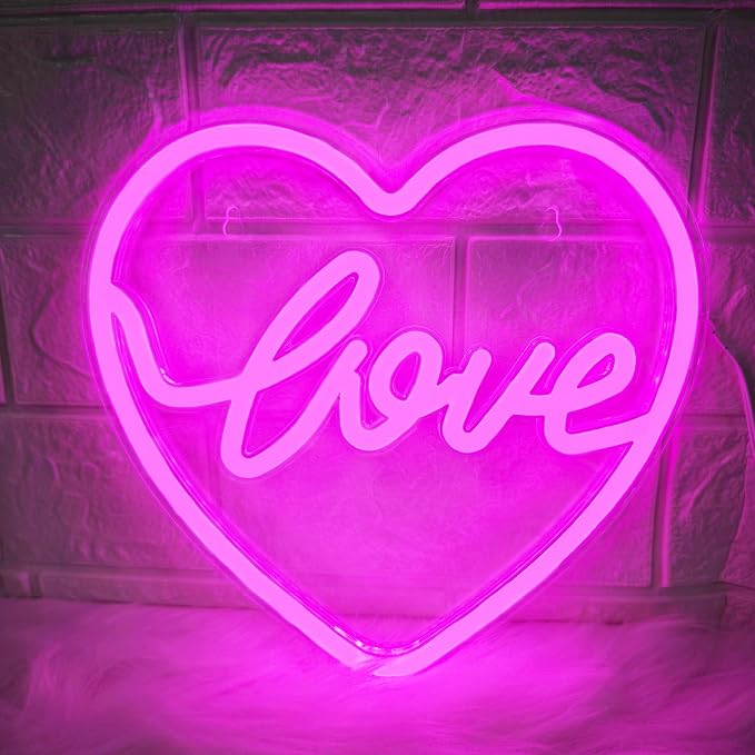 Love Heart Neon Sign for Wall Decor,Adjustable Brightness Love Led ...