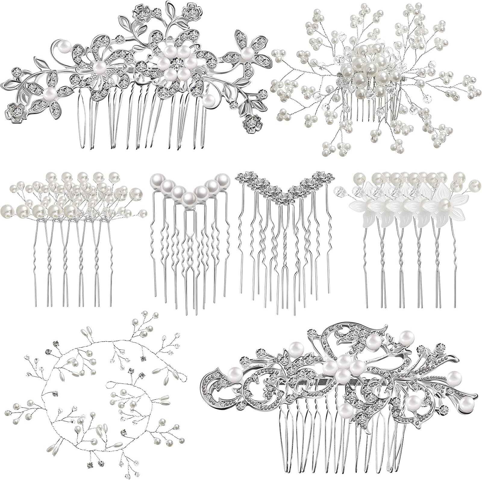 Amazon.com : Boao 56 Pieces Wedding Hair Accessories Bridal Hair Pieces ...