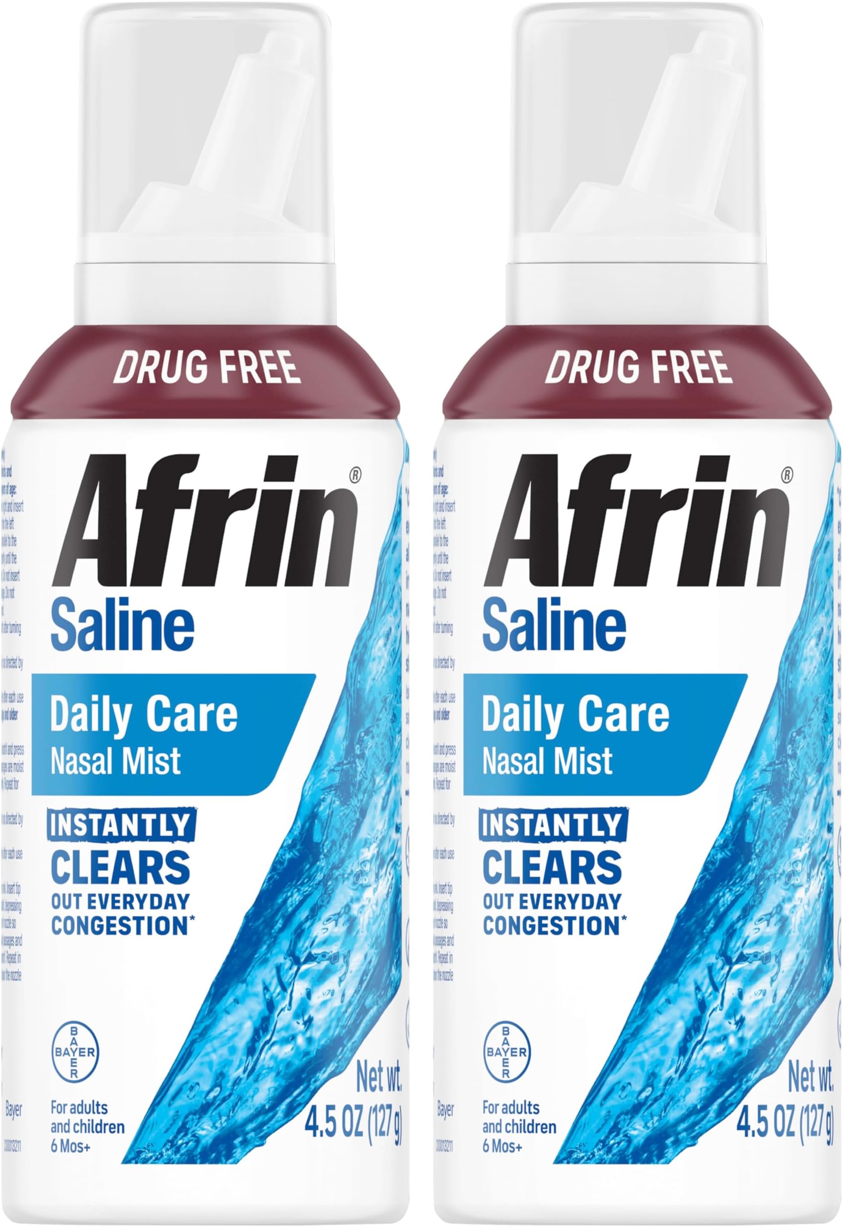 Amazon.com: Afrin Saline Nasal Spray Twin Pack, 100% Drug Free, Saline ...