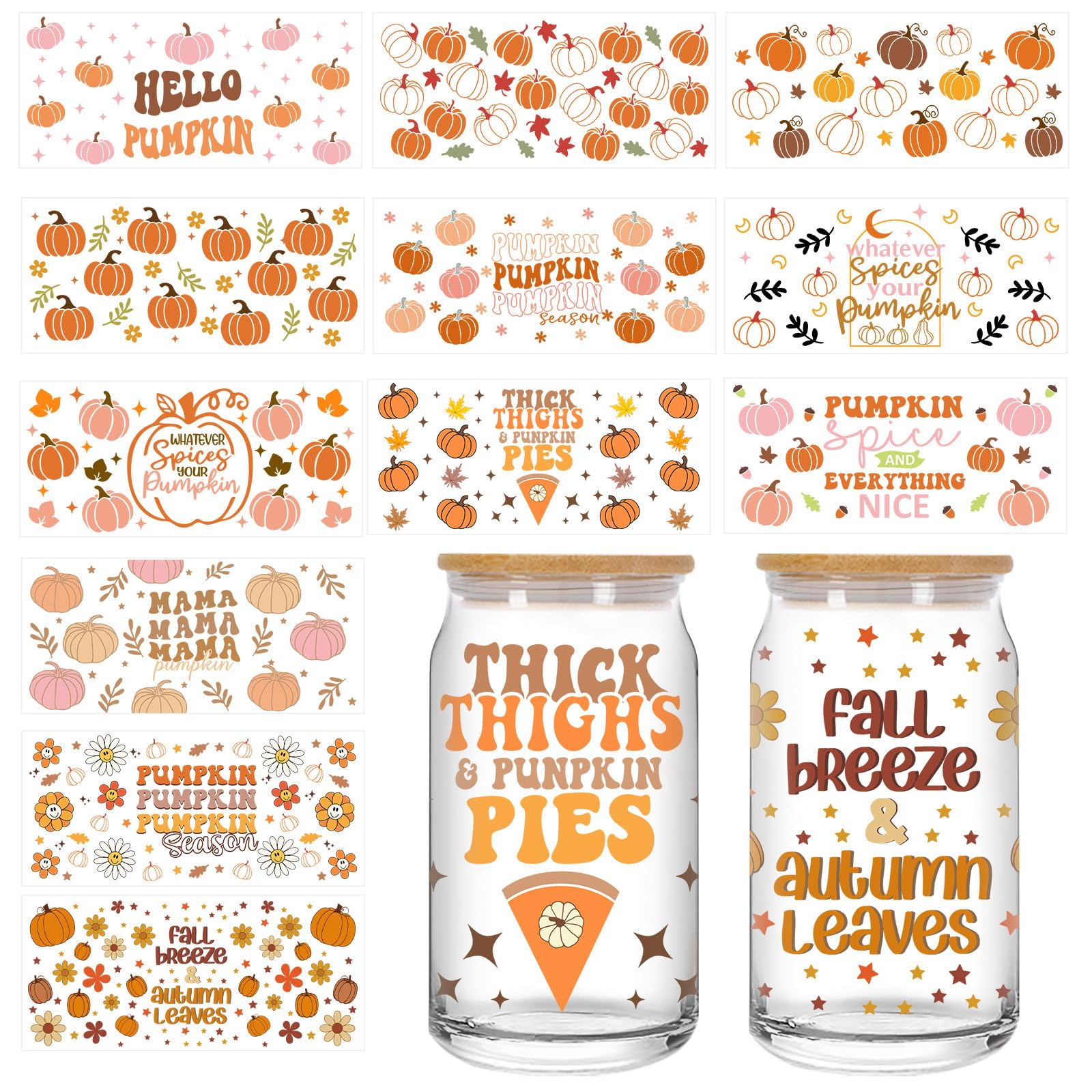Amazon.com: JarThenaAMCS 12 Sheets Fall Cup Wrap Transfer Stickers ...