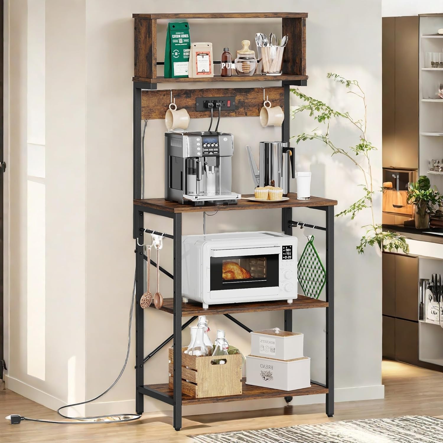 Amazon.com - FONTOI Bakers Rack with Power Outlet, Coffee Bar 5 Tiers ...