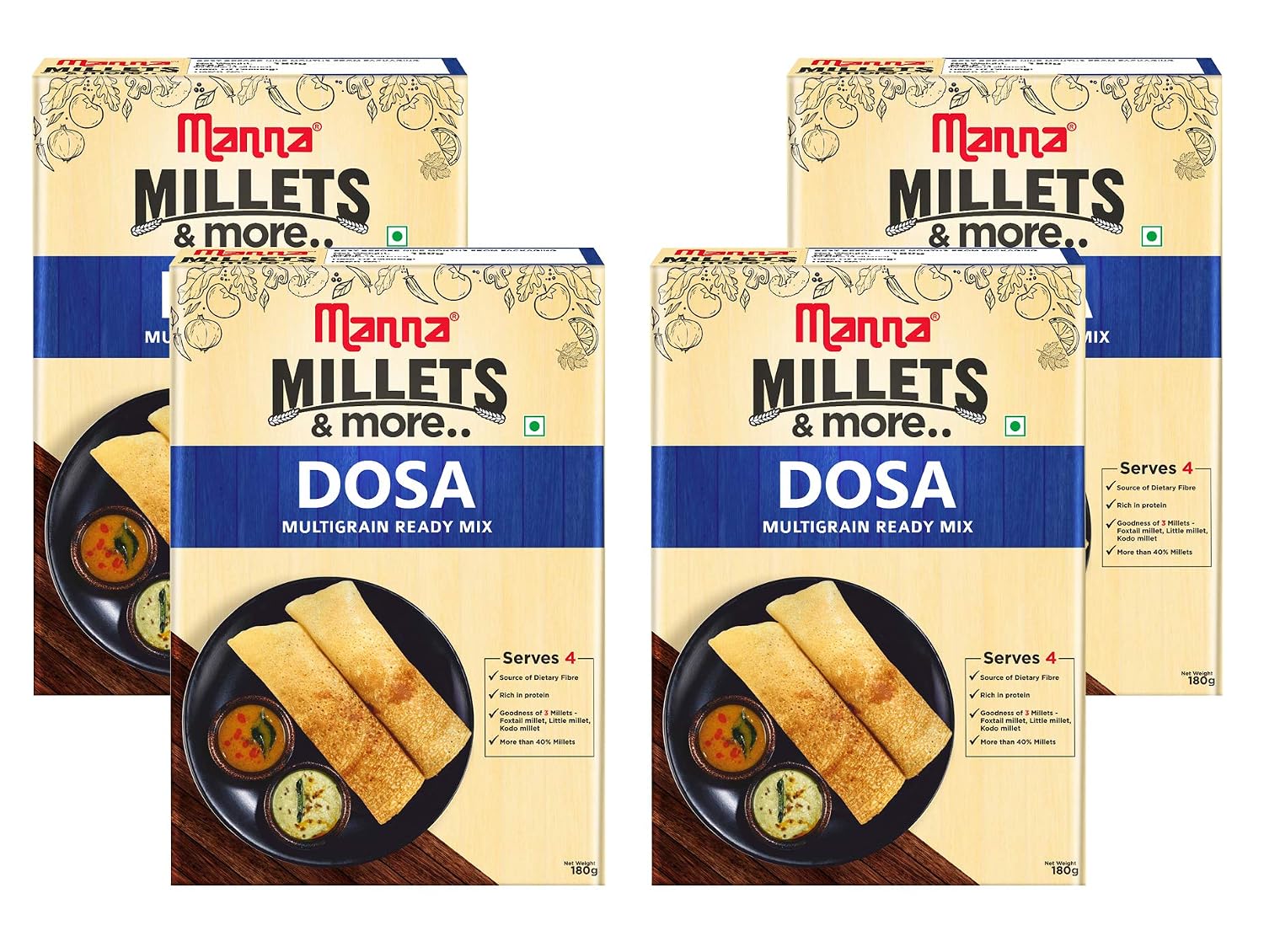Manna Instant Multigrain Millet Dosa Ready Mix | Dosa Batter | 720g ...