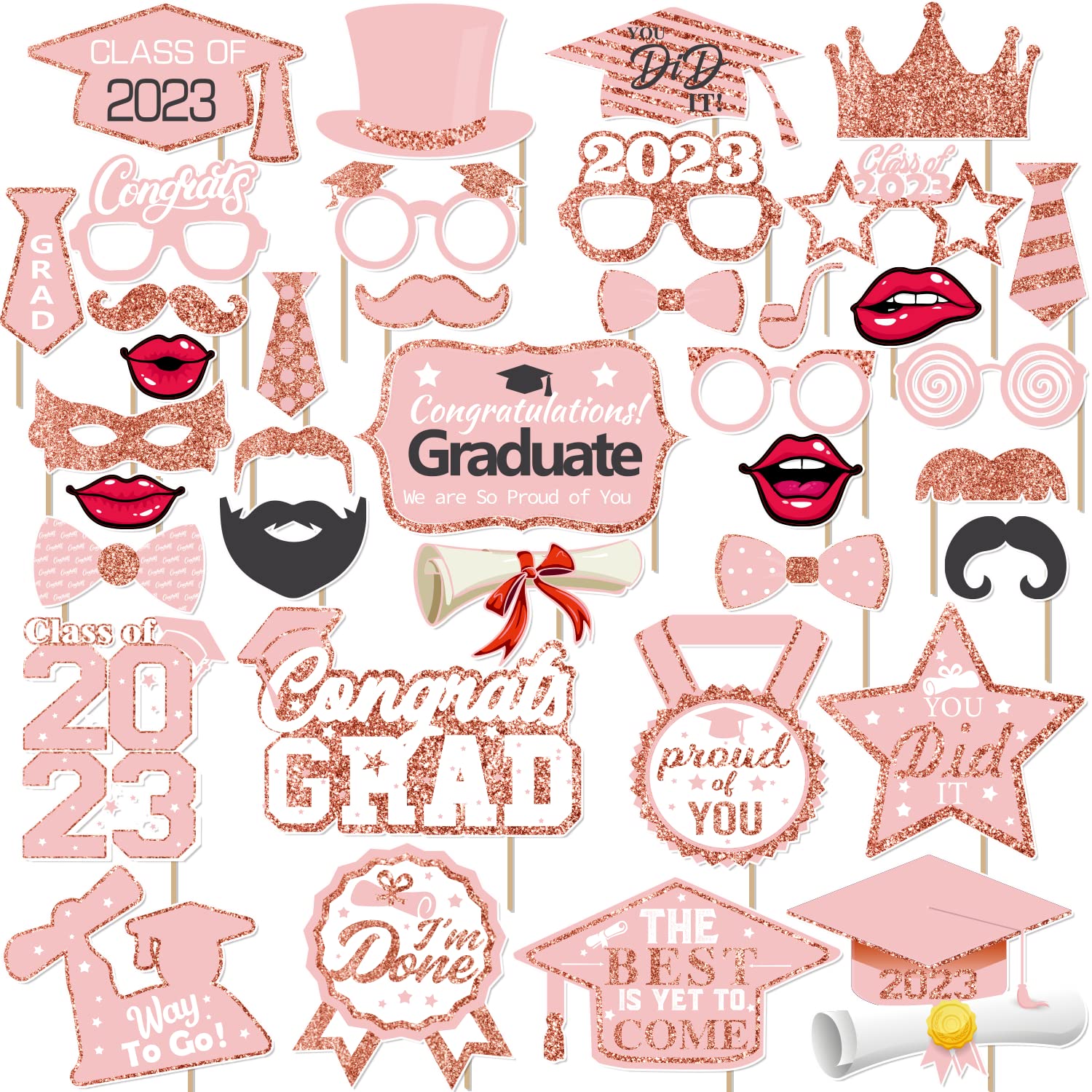 Amazon.com: Pack of 38 Graduation Photo Booth Props 2023, Graduation ...