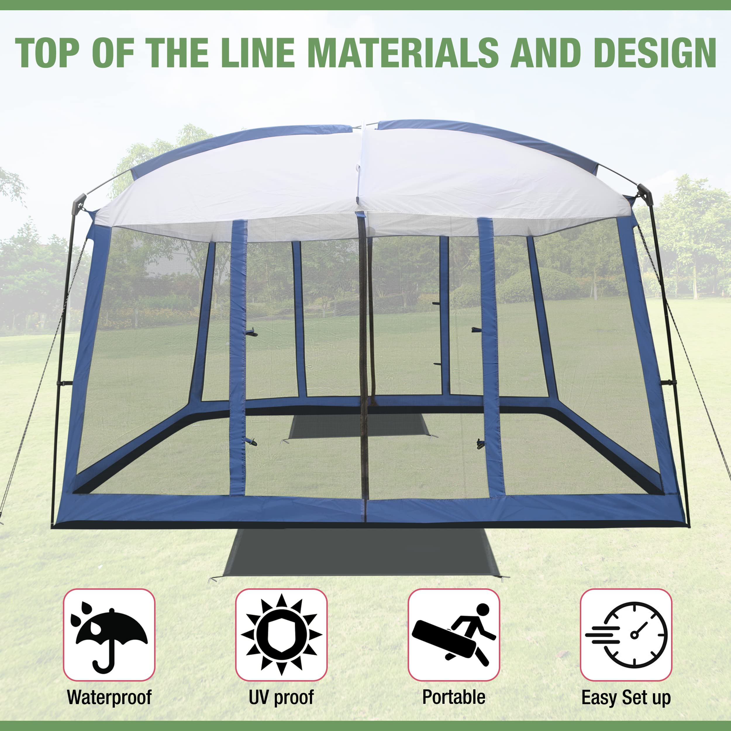 Backyard Expressions 11' x 9' Screen Tent - Blue Screen House for ...