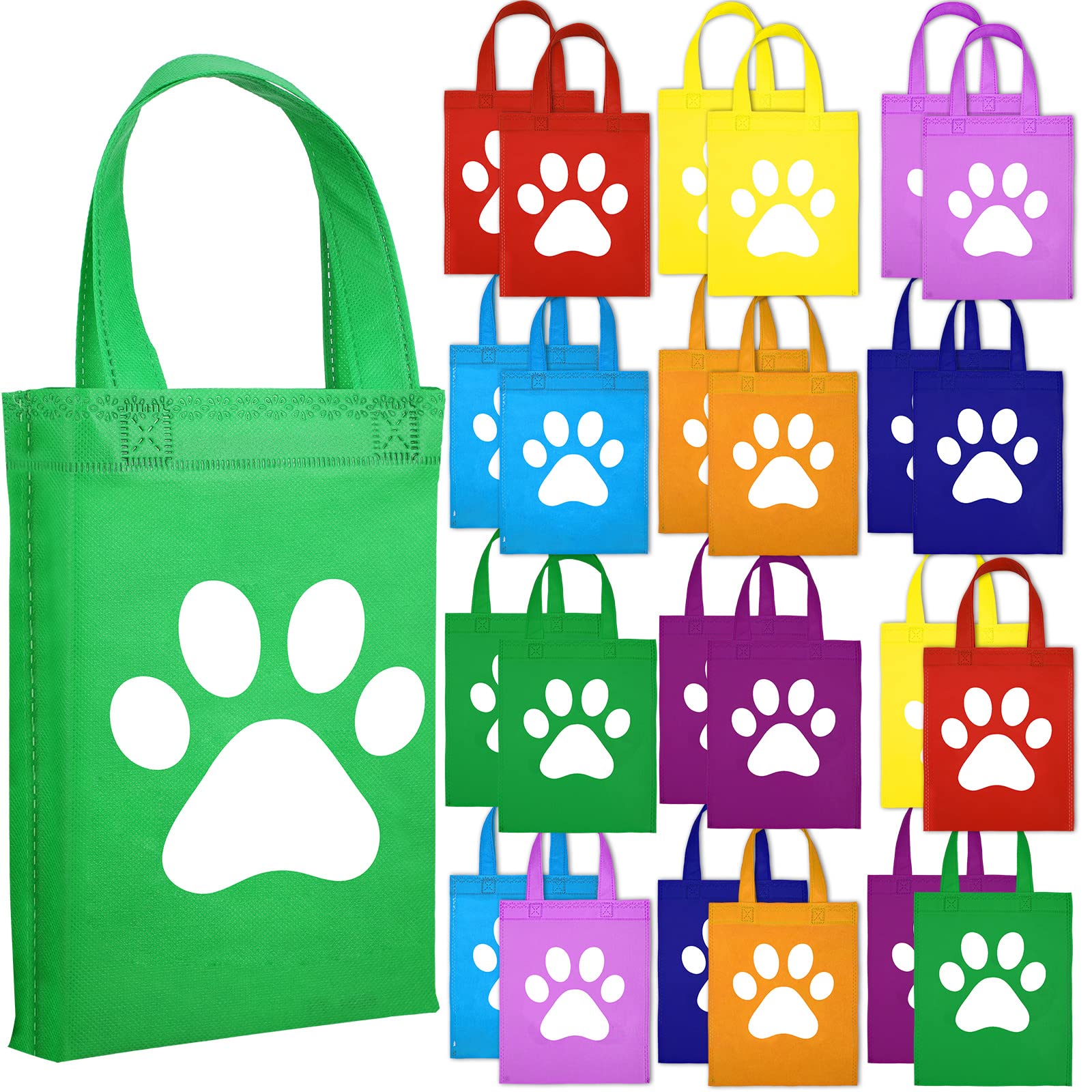 Amazon.com: 24 Pcs Paw Print Bags Paw Print Treat Bags with Handle Non ...
