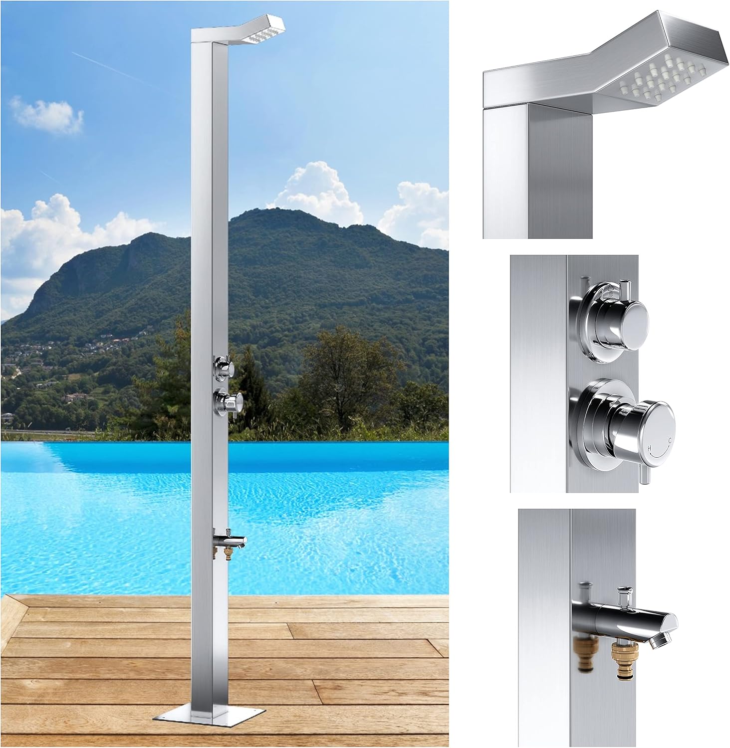 Amazon.com: Bondi 316 Marine Grade Stainless Steel Outdoor Shower Panel ...