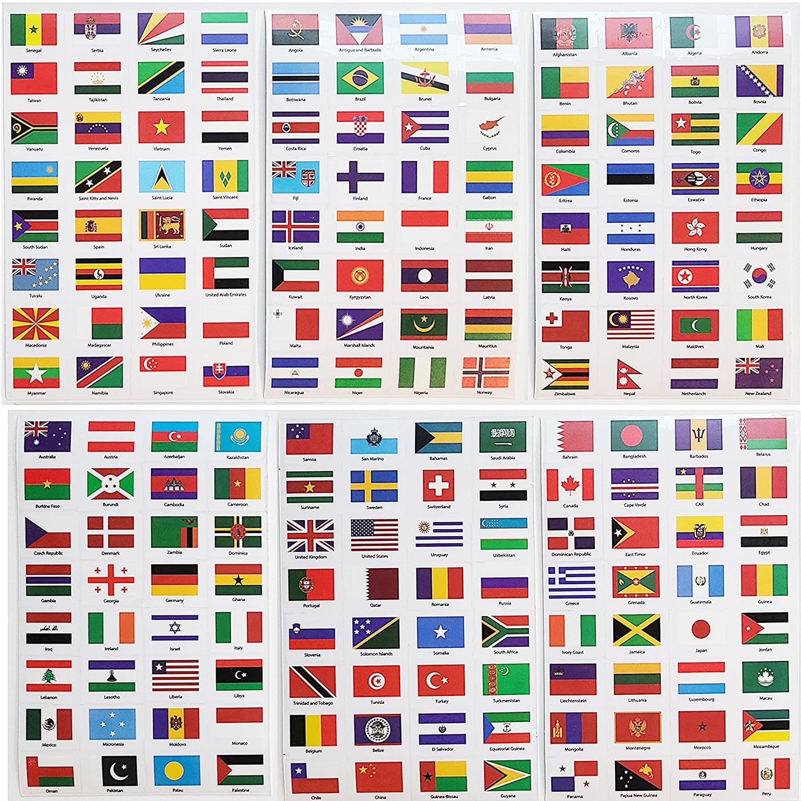 World Flags Stickers, 192 Countries Waterproof PVC Transparent Stickers ...