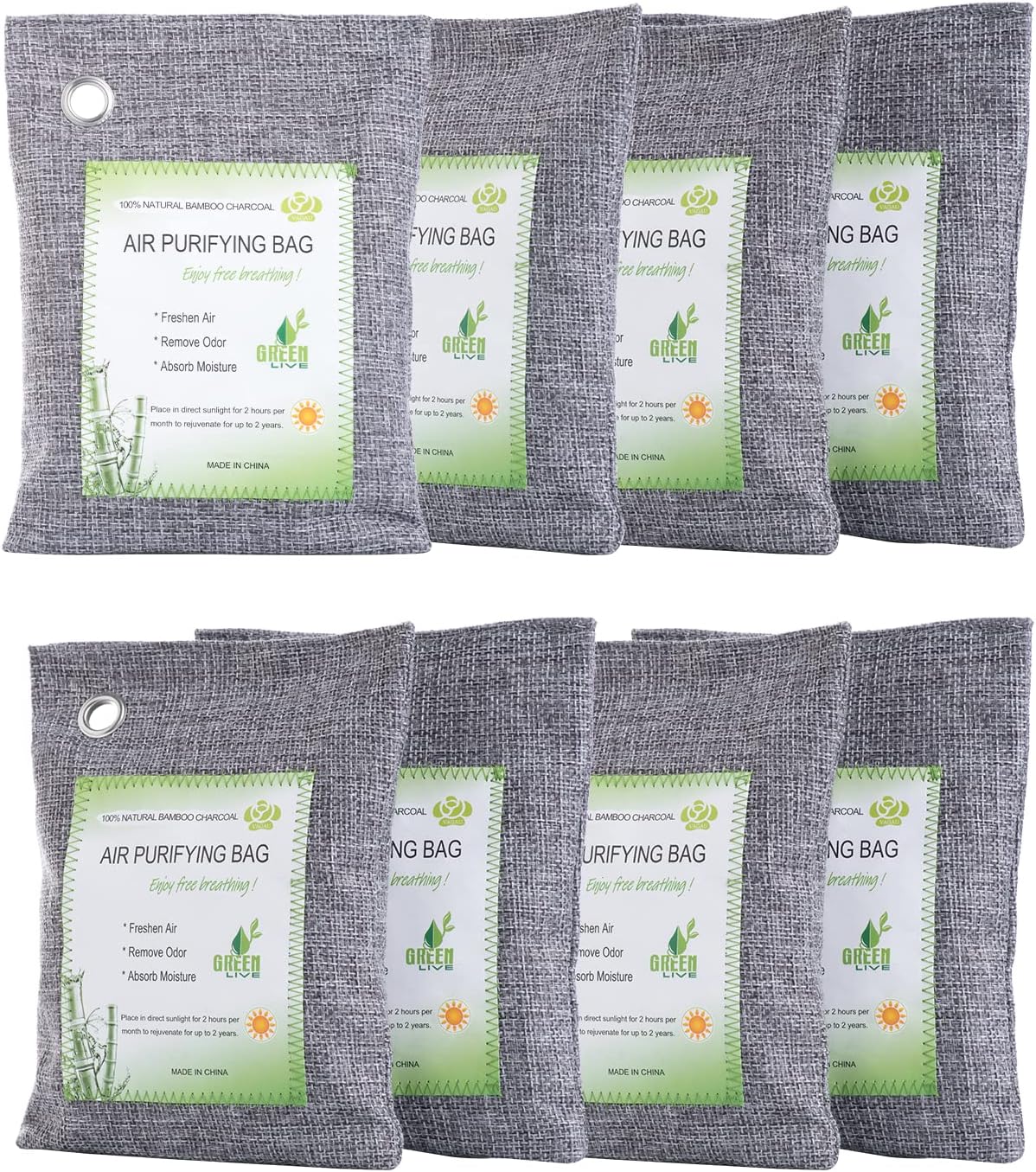 Amazon.com: Activated Charcoal Odor Absorber 10x3.5oz w Hooks. Nature ...