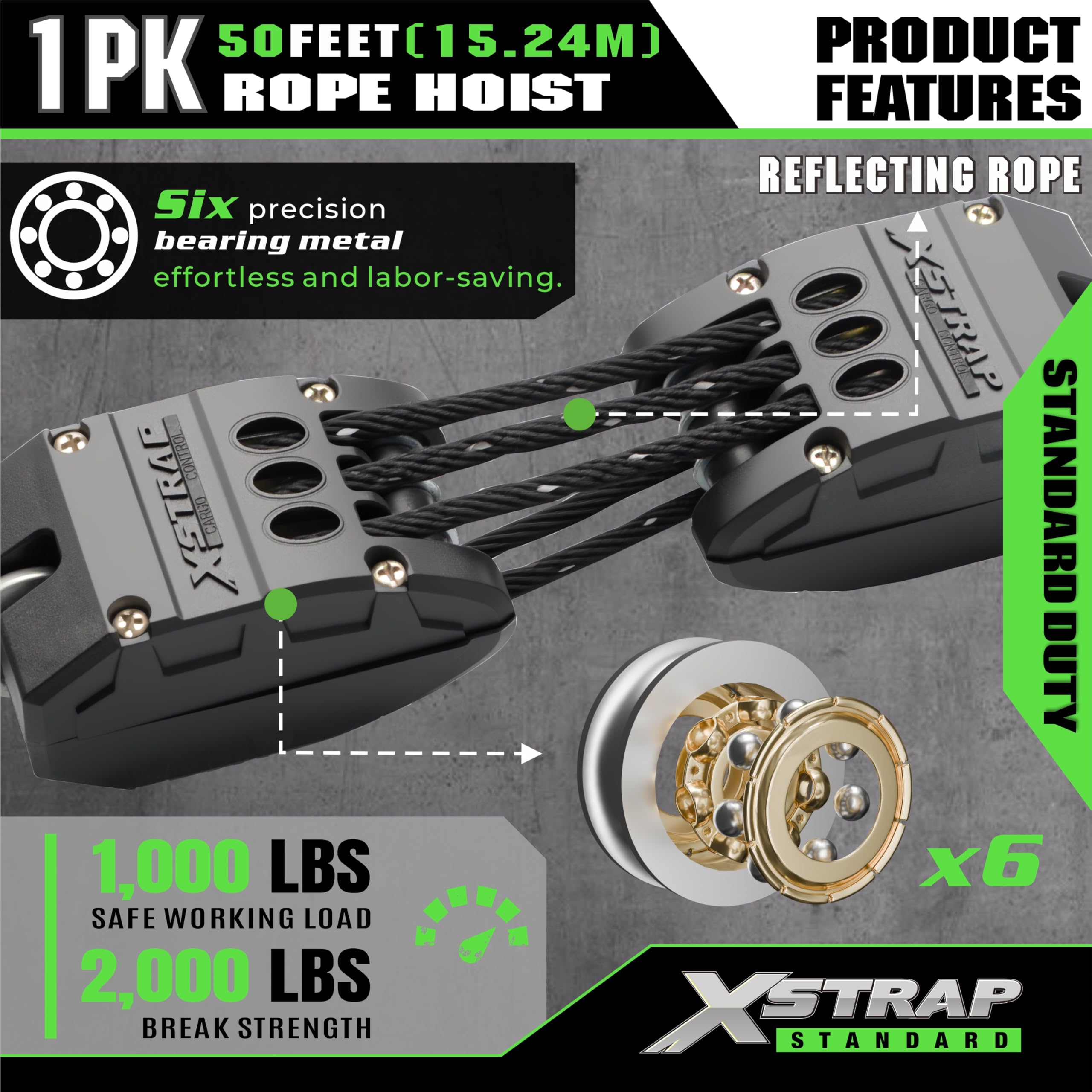 Snapklik.com : XSTRAP STANDARD Heavy-Duty 2,000LB 50 Feet Reflective ...