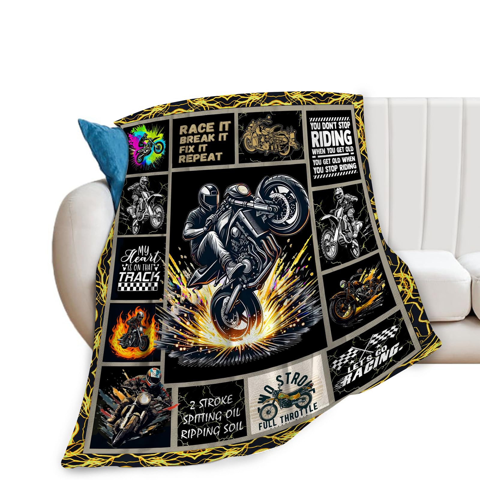 Amazon.com: Motorcycle Blanket Motorcycle Car Gifts for Boys Motorcycle ...