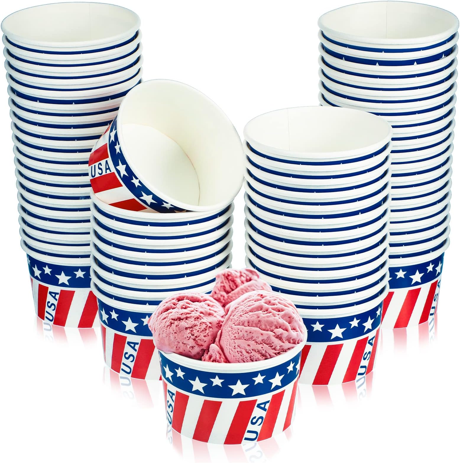 Amazon.com: 200 Pcs 4th of July Paper Ice Cream Cups 5.5 oz Disposable ...