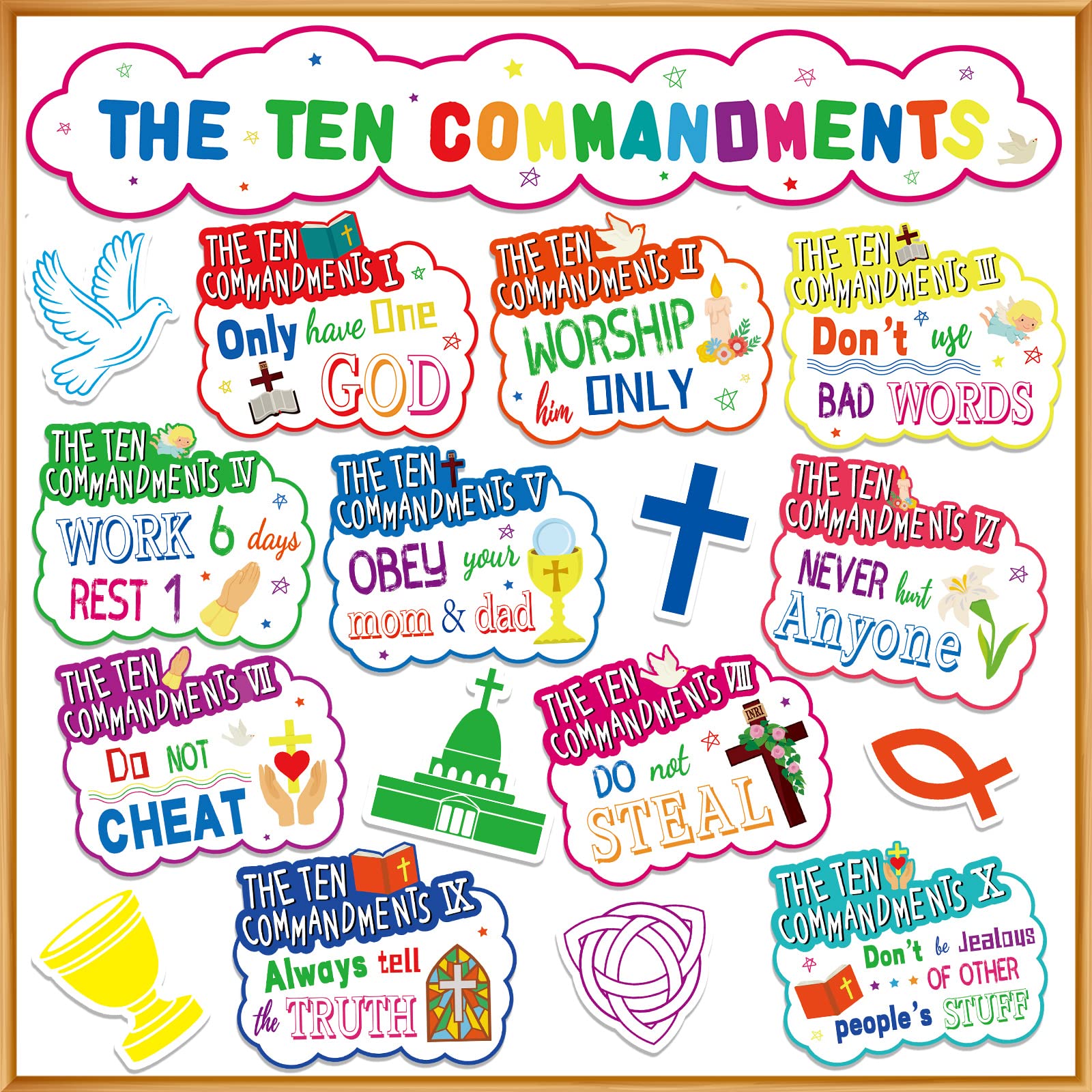 Buy gisgfimTen Commandments Bulletin Board Decoration Set Christian ...