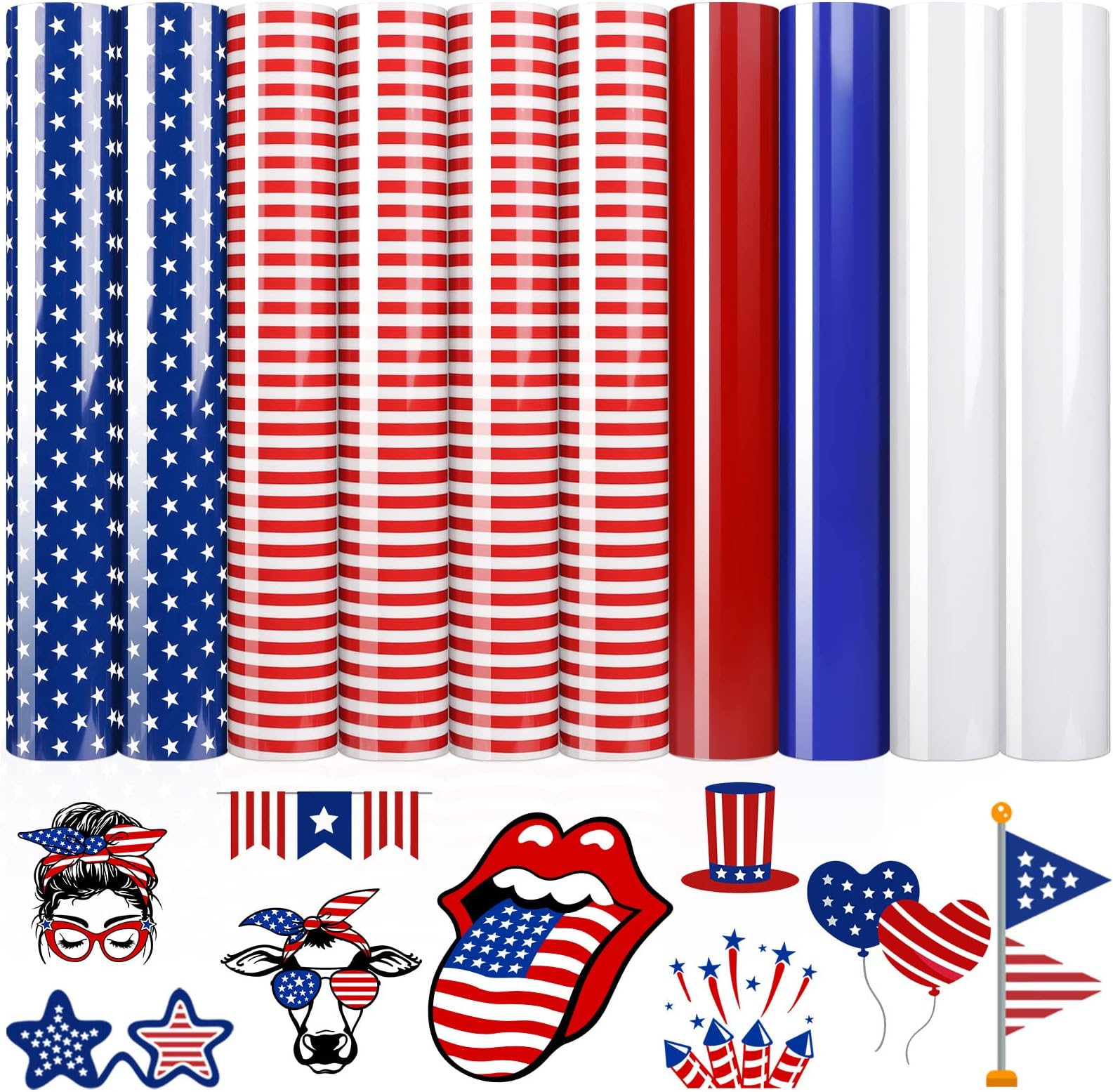 Amazon.com: HTVSTD 4th of July Flags Permanent Vinyl - 12 Sheets 12 x ...