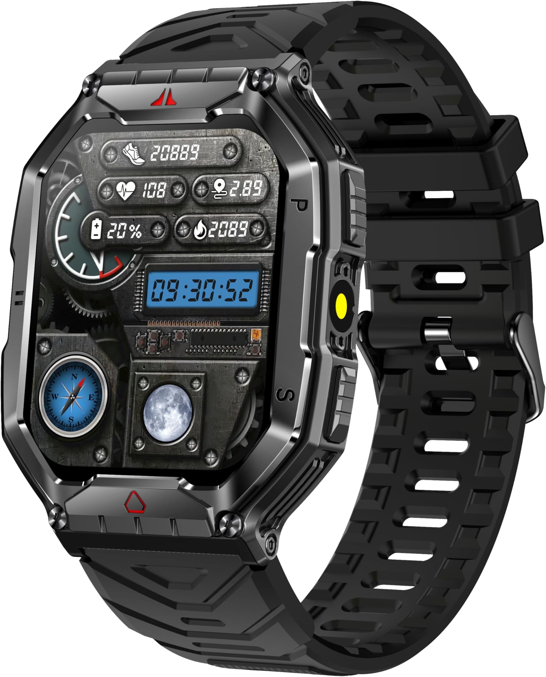 Amazon.com: OHUGNA Military Smartwatch for Men, Tactical Rugged Outdoor ...