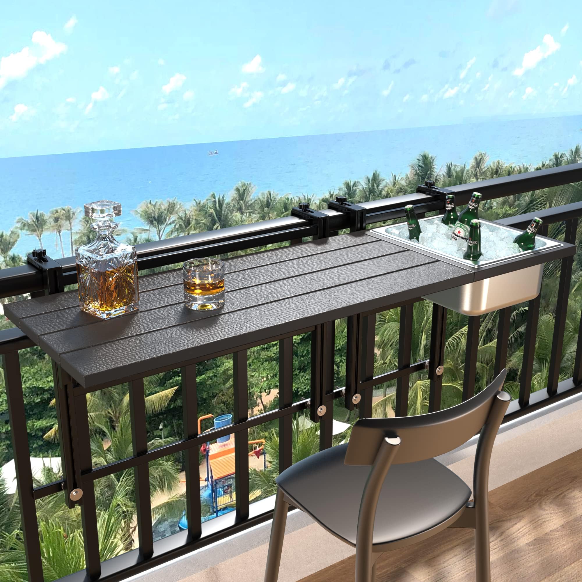 Amazon.com: LOJOO Balcony Bar Table for Railings，Outdoor Hanging Rail ...
