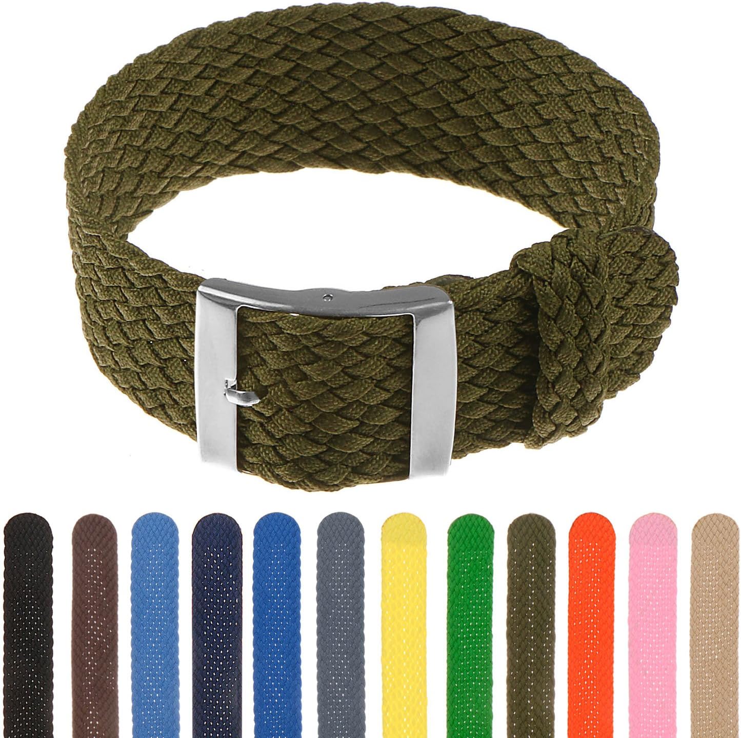 Amazon.com: StrapsCo Perlon Braided Nylon Watch Band Strap - 18mm 20mm ...