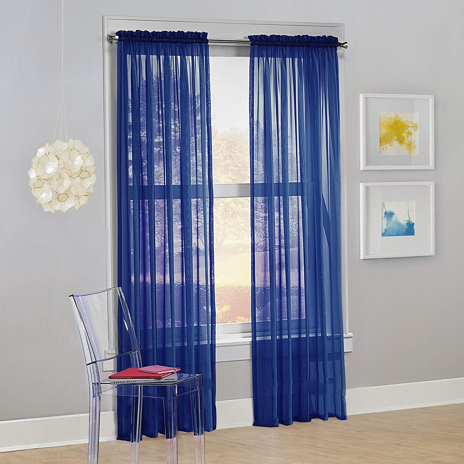 Amazon.com: Decotex Set of 2 Sheer Voile Transparent Window Panel ...