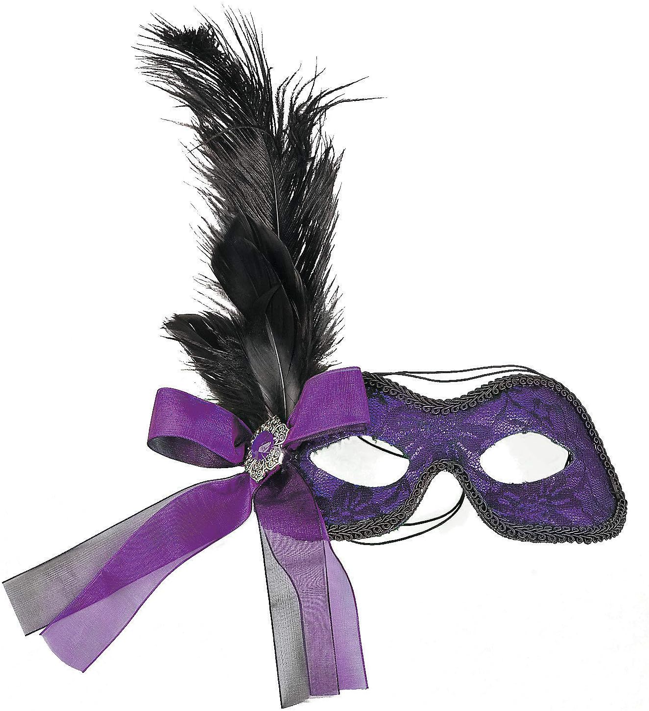 Amazon.com: Fun Express - Purple Feather Masks (upc, 6 Pc Un) for Mardi ...