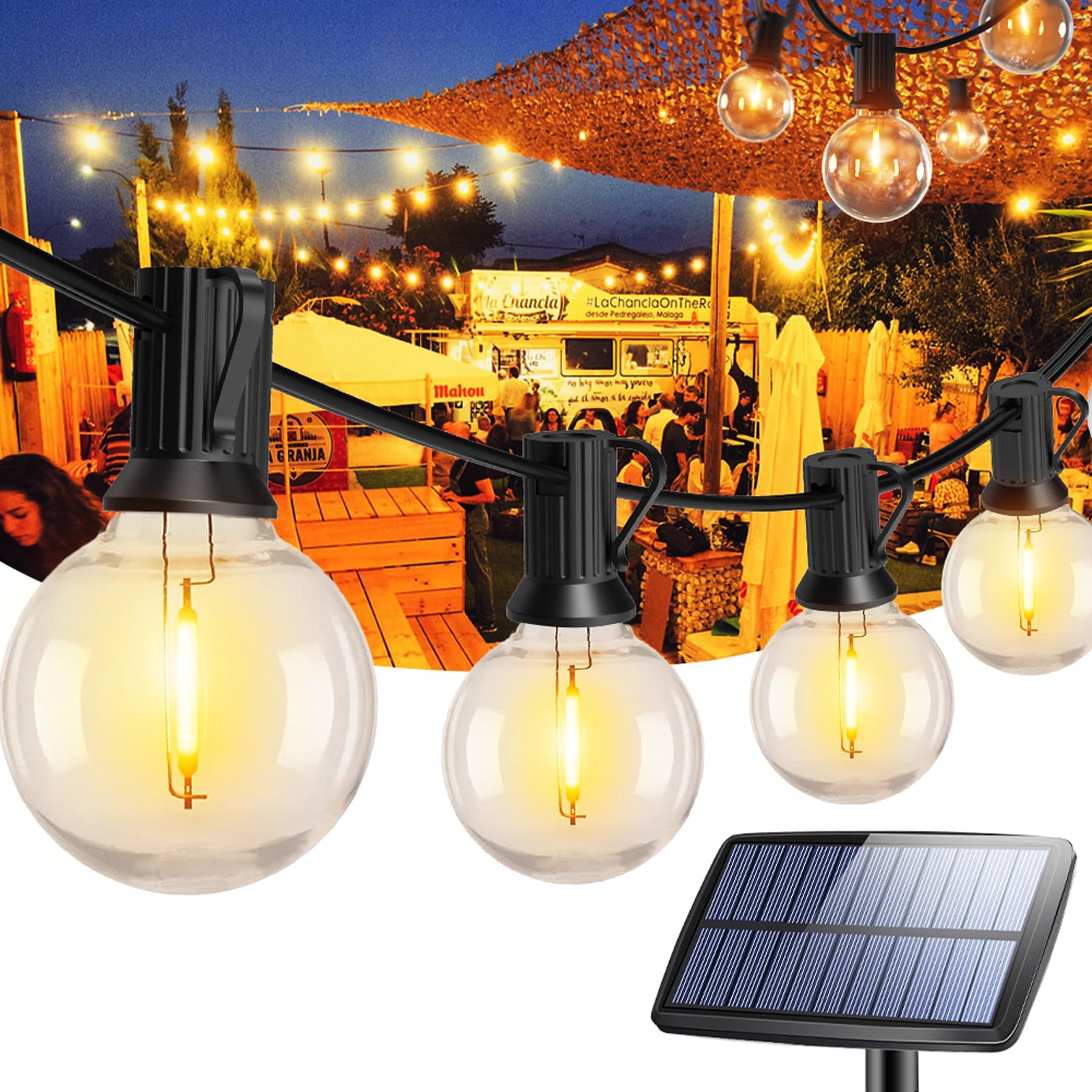 Solar String Lights Outdoor 60 Led 35.6 FT Crystal Globe Lights with 8 ...