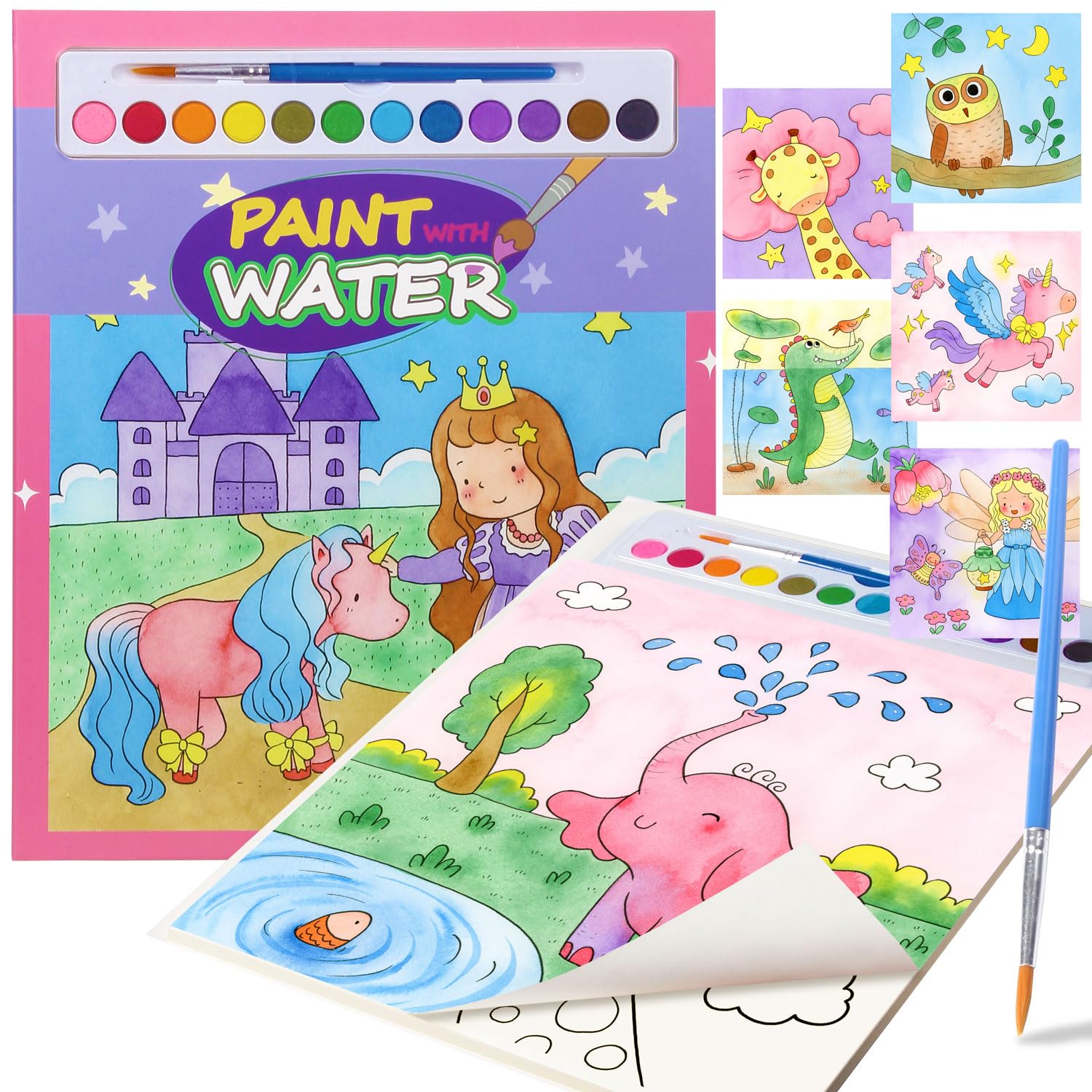 Amazon.com: Painting Kits for Kids Ages 4-8, 20 Pages Paint with Water ...
