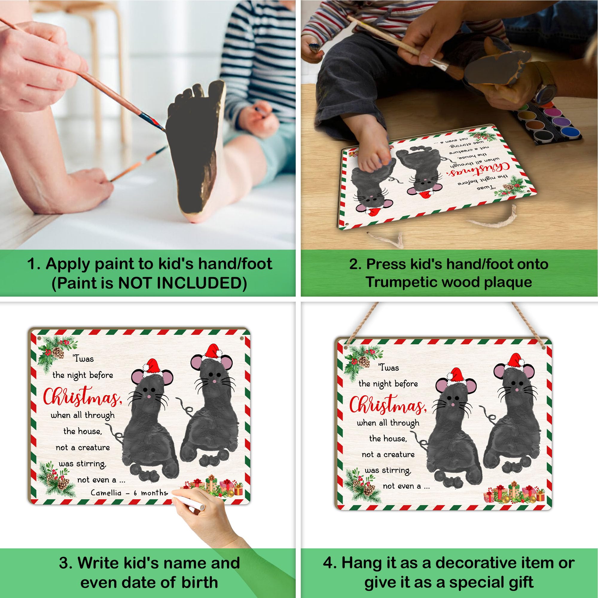 Twas The Night Before Christmas Mouse Footprint Art Home Love