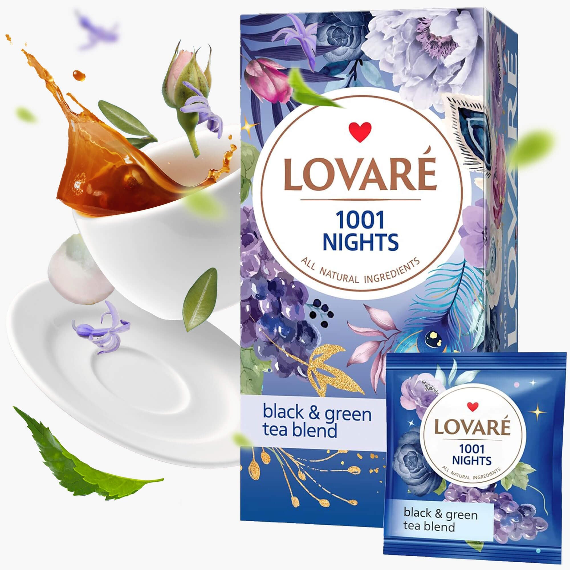 Amazon.com : LOVARE 1001 Nights Tea Bags 48 g - Made in Ukraine - Classic Black and Sencha Green ...