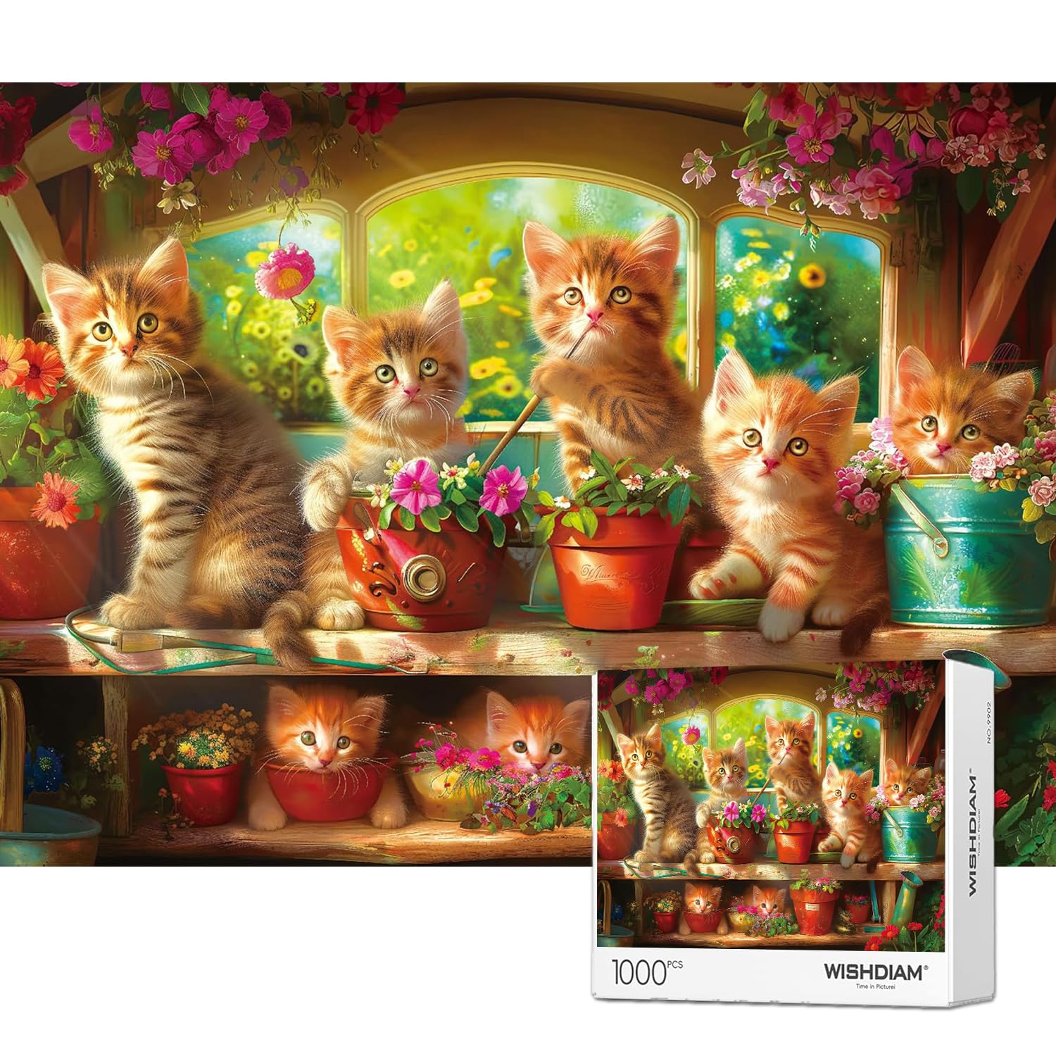 Jigsaw Puzzles 1000 Pieces - WISHDIAM Puzzles for Adults - Cats Kitten ...