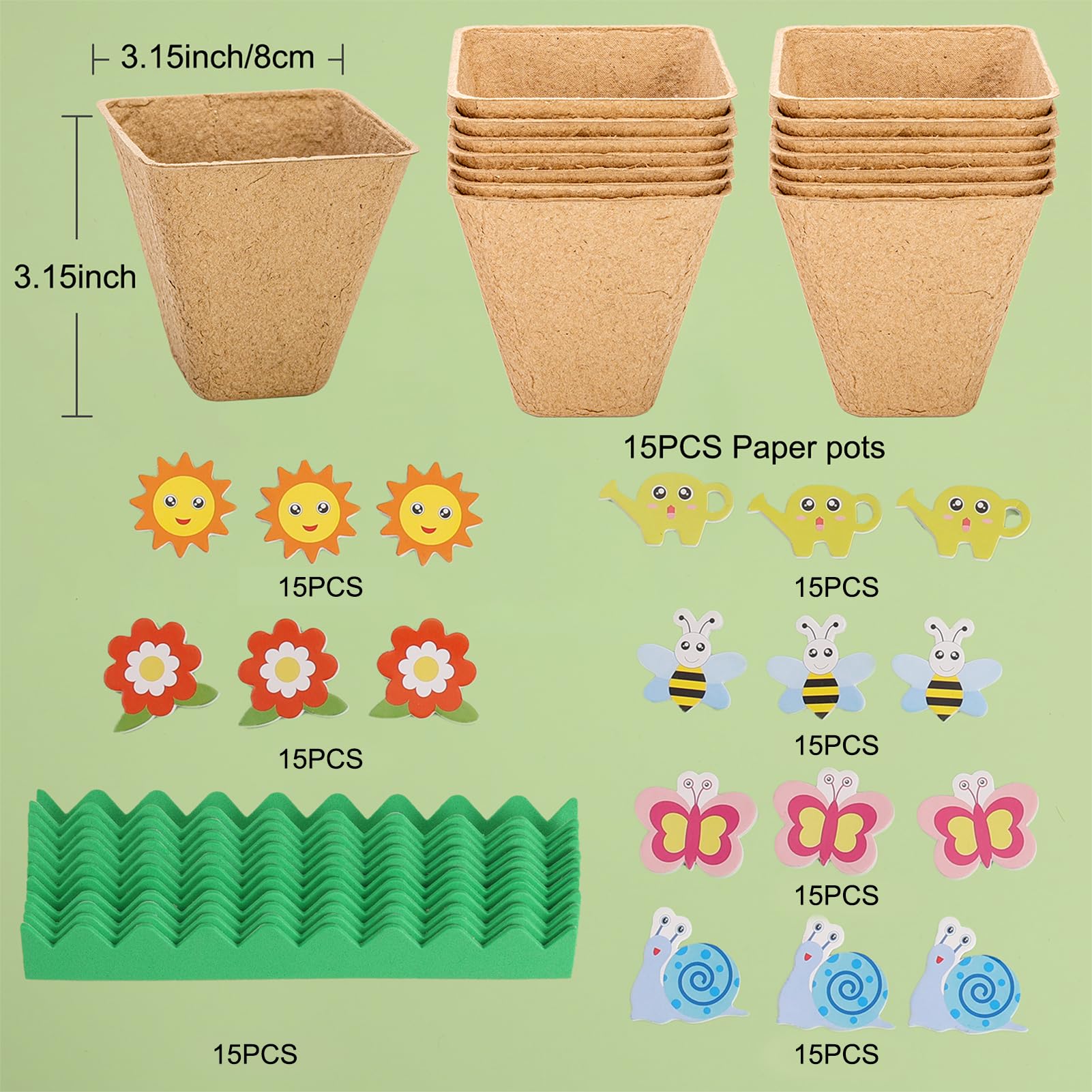 Snapklik.com : Ayfjovs 15 Pack Square Paper Peat Pots