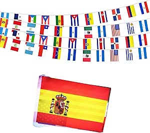 Amazon.com: Rotenl 22 Spanish Speaking Countries Small String Flags, 33 ...
