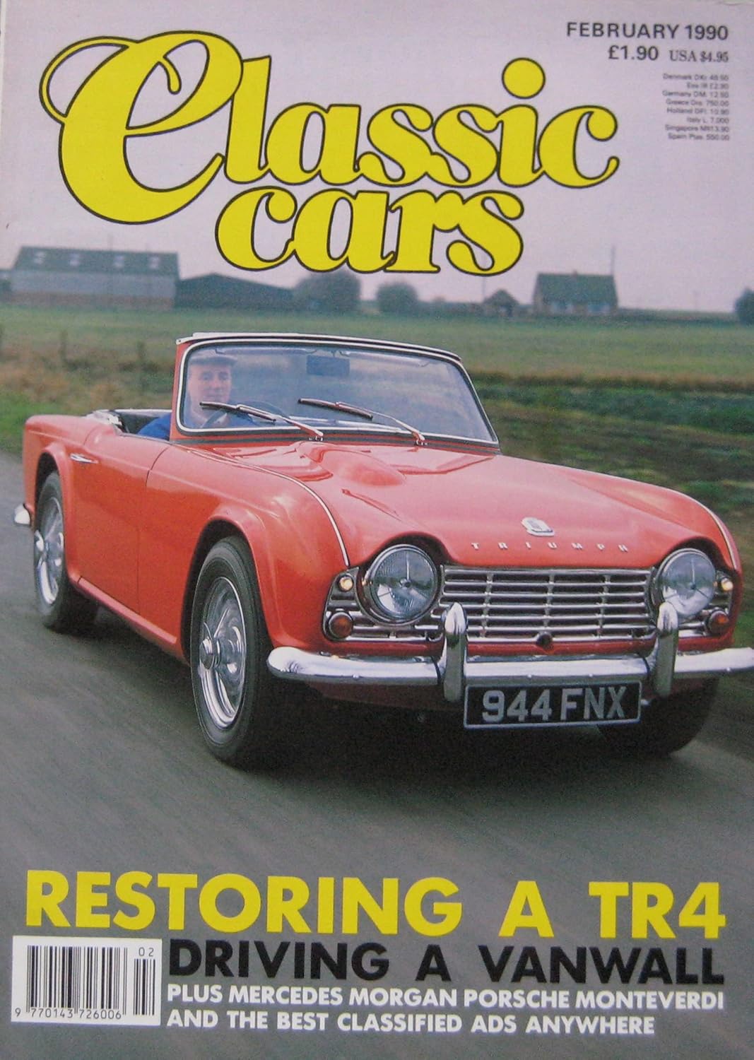 Classic Cars magazine 02/1990 featuring Triumph TR4, Morgan, Vanwall ...