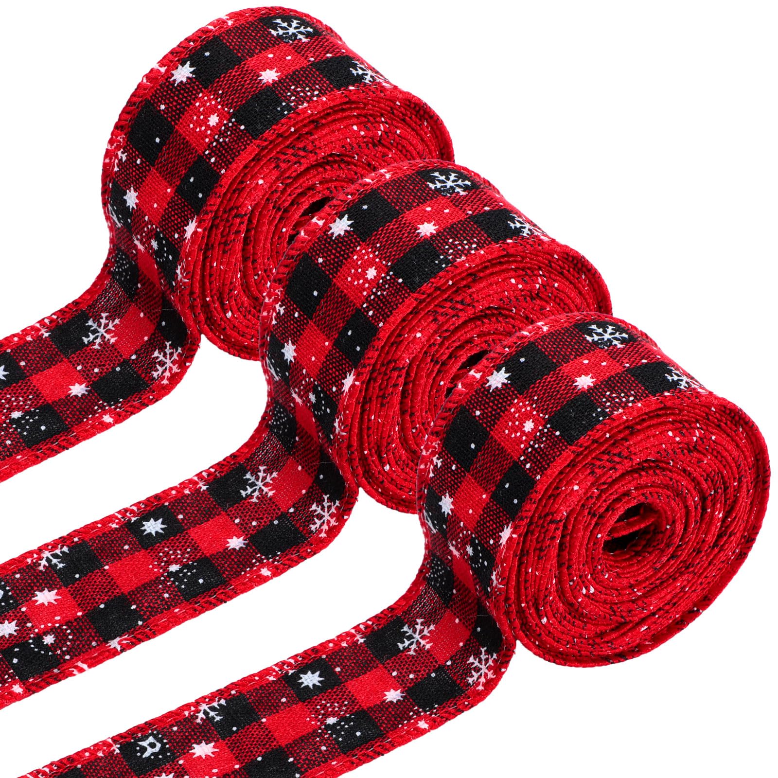 Amazon.com: WILLBOND 18 Yard x 1.58 Inch Christmas Snowflake Buffalo ...