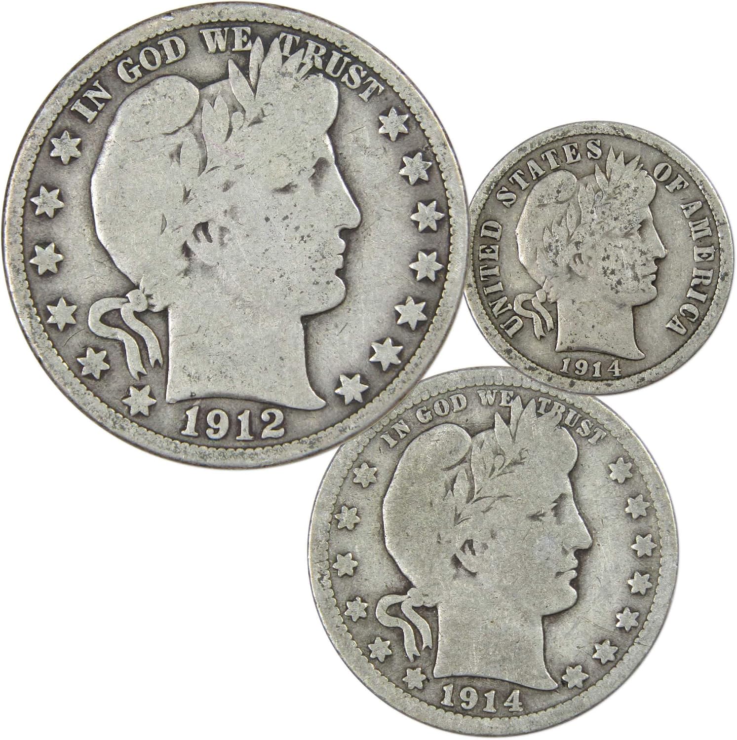 Amazon.com: Barber Coins, 3 Different , Half Dollar, Quarter, Dime ...