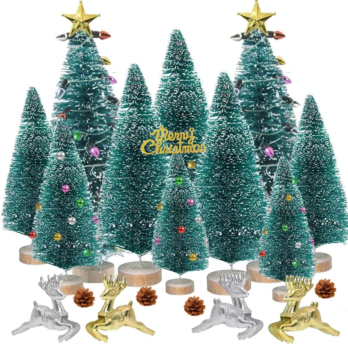 Miniature Christmas Trees, 25PCS Artificial Christmas Trees Miniature ...