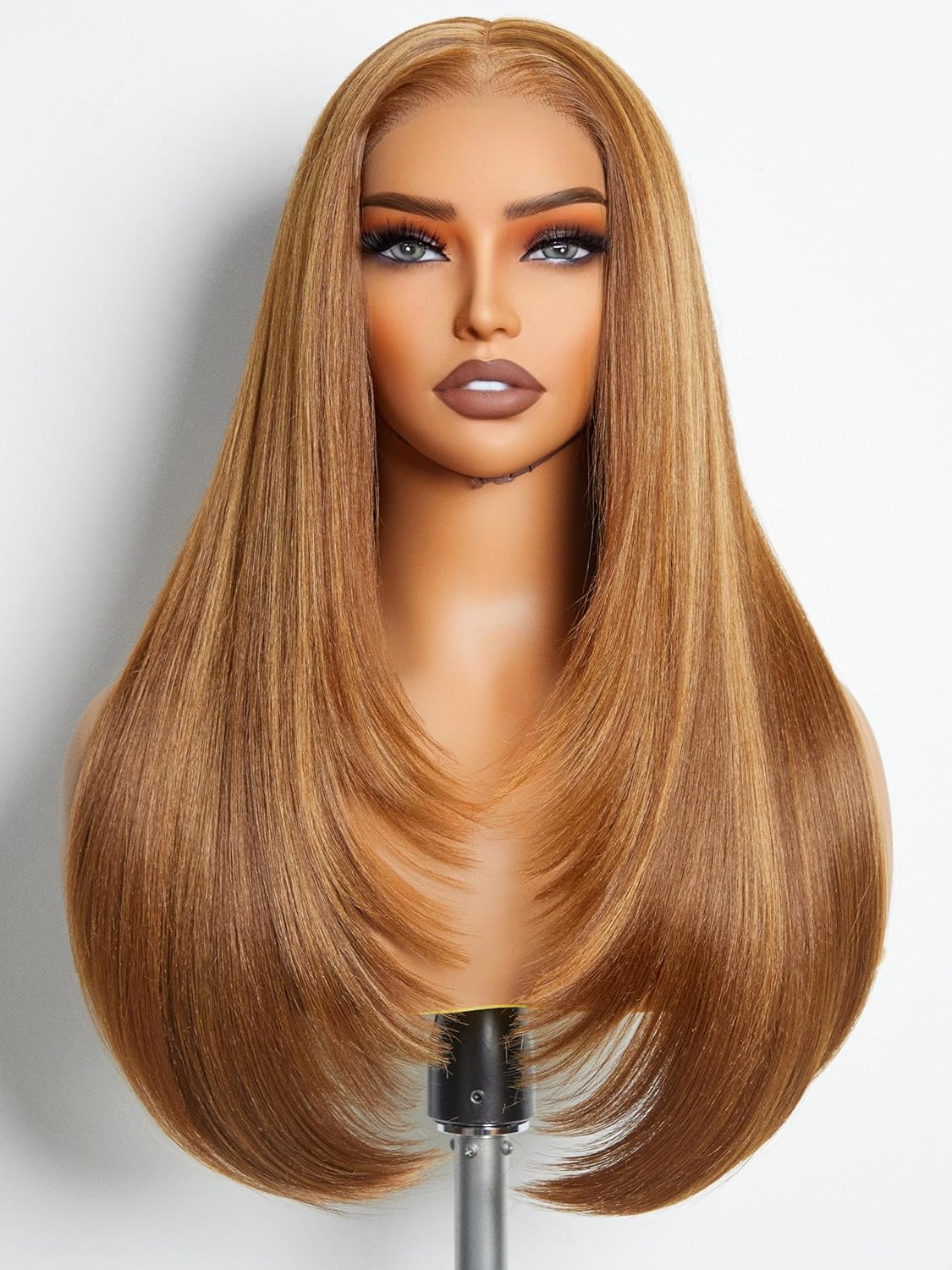 Amazon.com : GORGIUS Honey Blonde Straight Layered Wig Glueless ...
