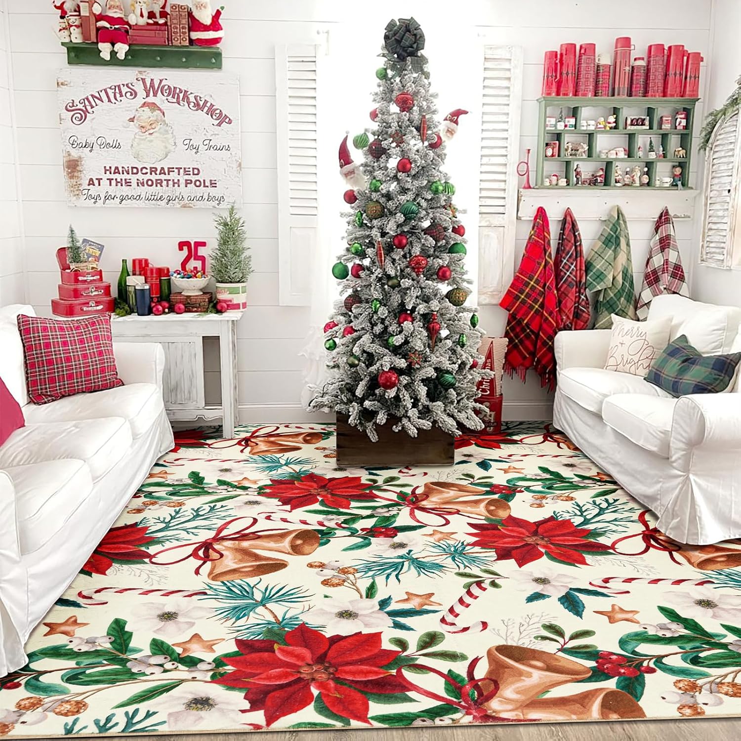 Amazon.com: Vintage Floral Christmas Area Rugs 3x5 Washable - Ultra ...
