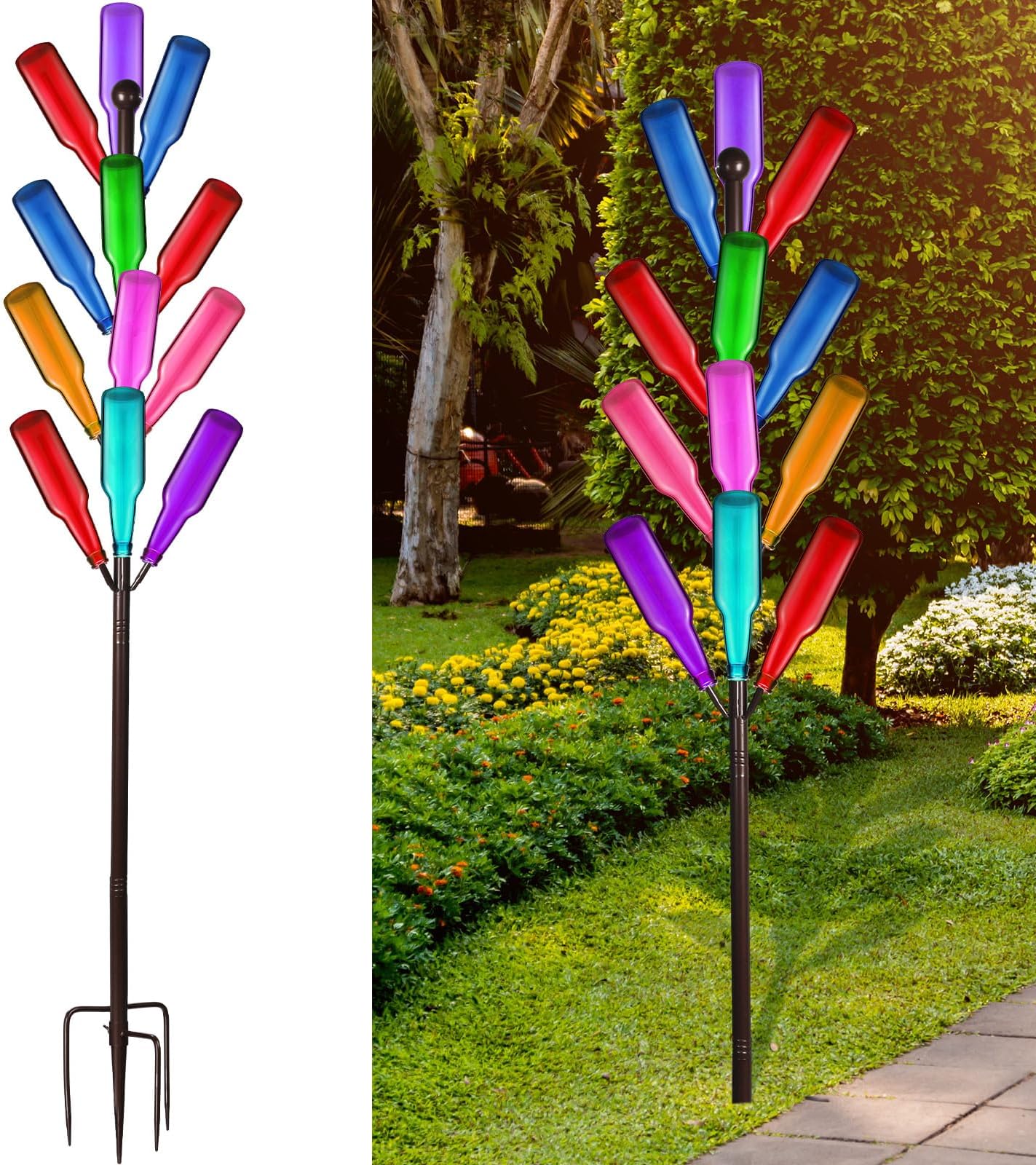 Amazon.com : The Lazy Scroll Upright Metal Bottle Tree Holds 15 Bottles ...