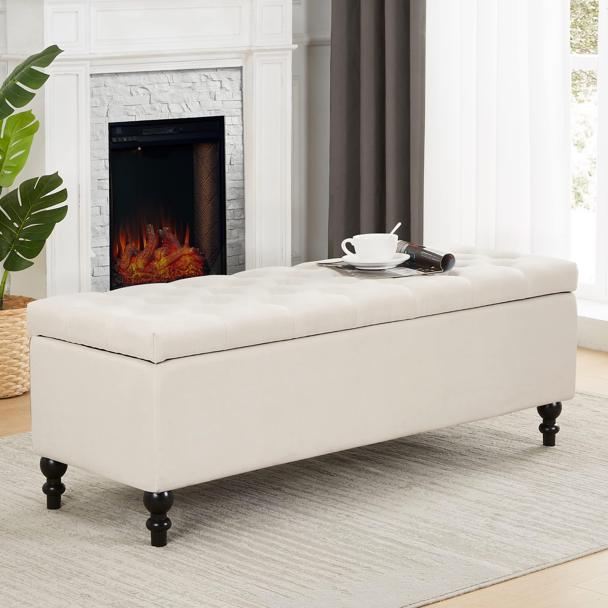 Amazon.com: Baxton Studio Seine Contemporary Storage Ottoman, White ...