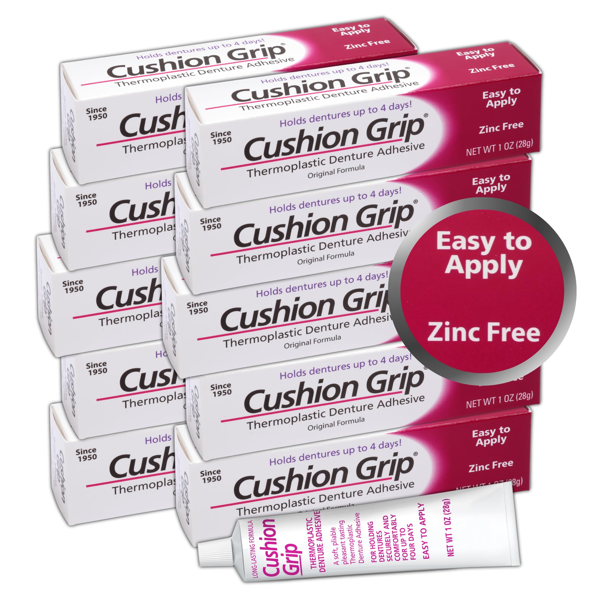 Cushion Grip Thermoplastic Denture Adhesive, 1 oz - Secure Loose ...