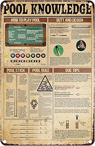 Pool Knowledge Metal Tin Sign Billiards Pool Rules Planing Education ...