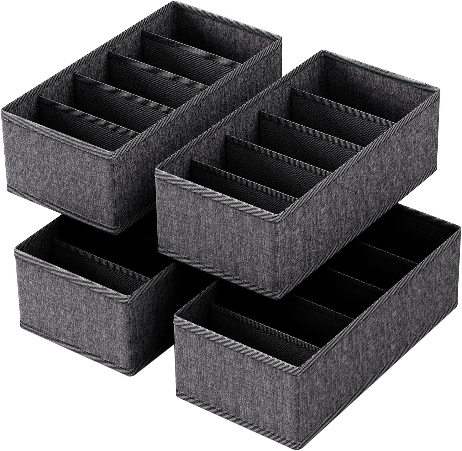 Amazon.com: FAMALAHEE 4-Pack Collapsible Fabric Drawer Organizers - 12 ...