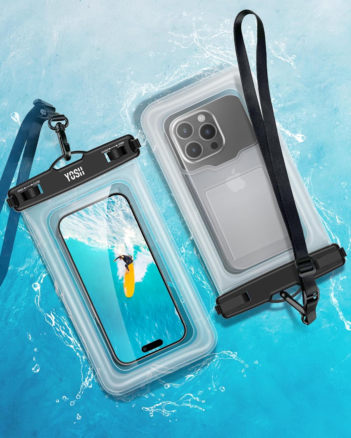YOSH IPX8 Waterproof Phone Pouch Floating [Big Phone Friendly ...