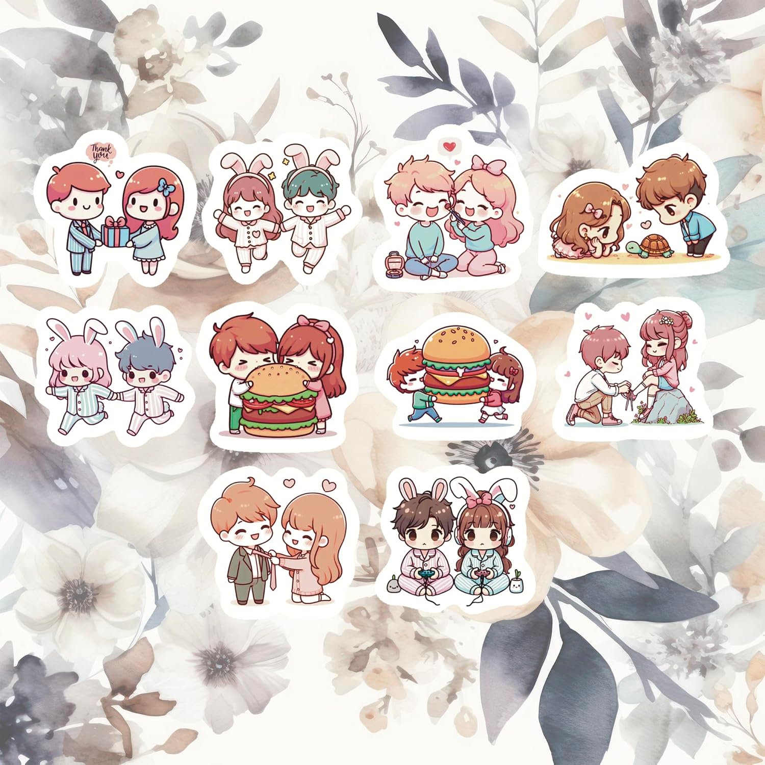 Amazon.com: Anime Couple Stickers. Set of 20 Stickers (2 Sets of 10 ...