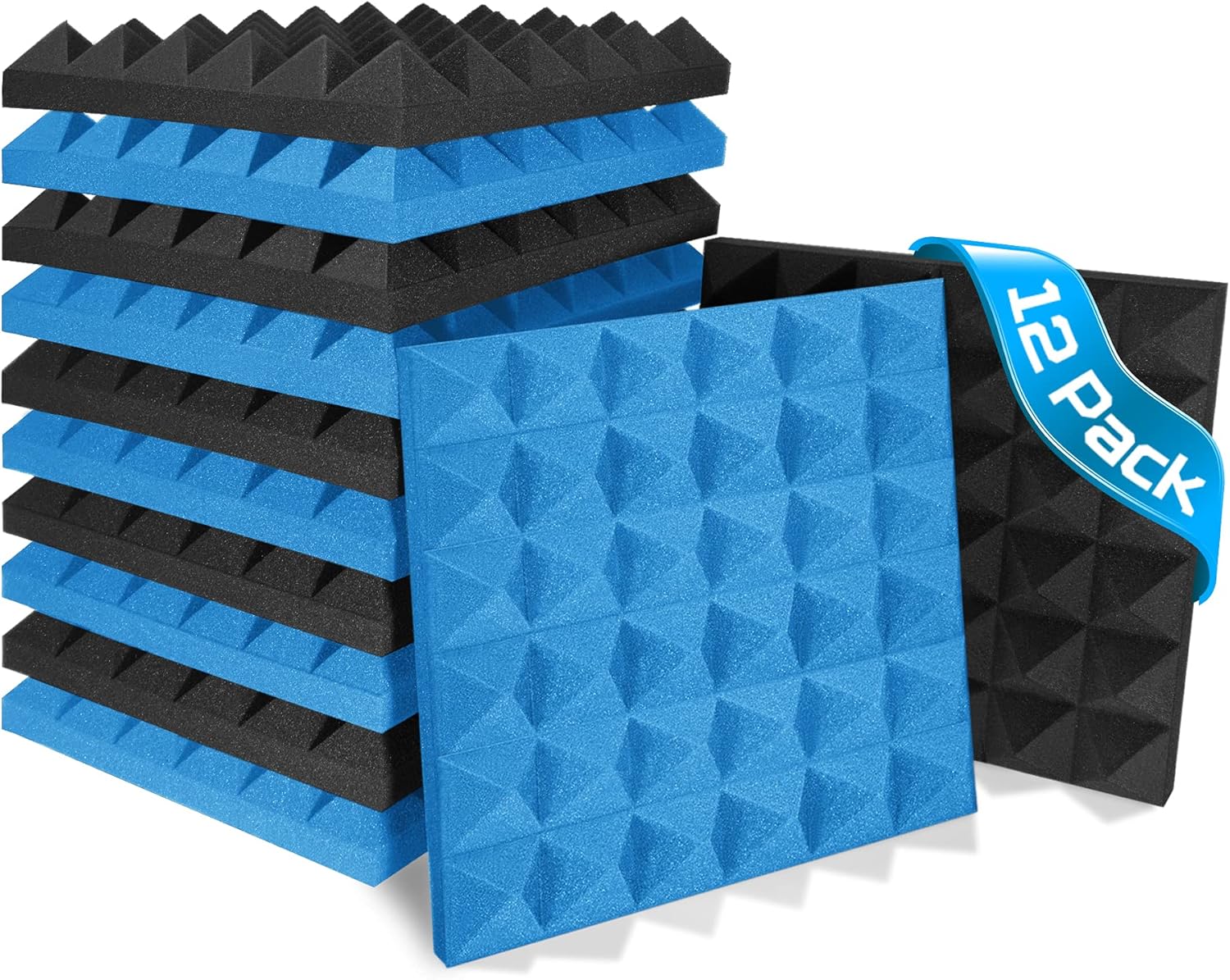 Amazon.com: Acoustic Foam Panels, 12Pack 2" X 12" X 12" SoundProof ...