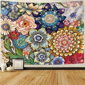 Amazon.com: Neasow Colorful Floral Tapestry Wall hanging, Bright Boho ...