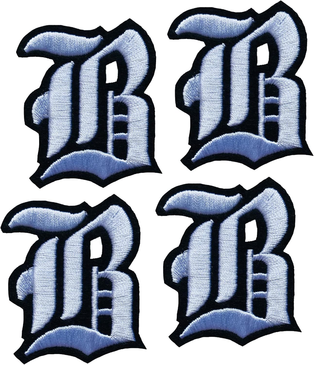 Amazon.com: Gothic Old English Iron on Letter Patches White B 2 ...