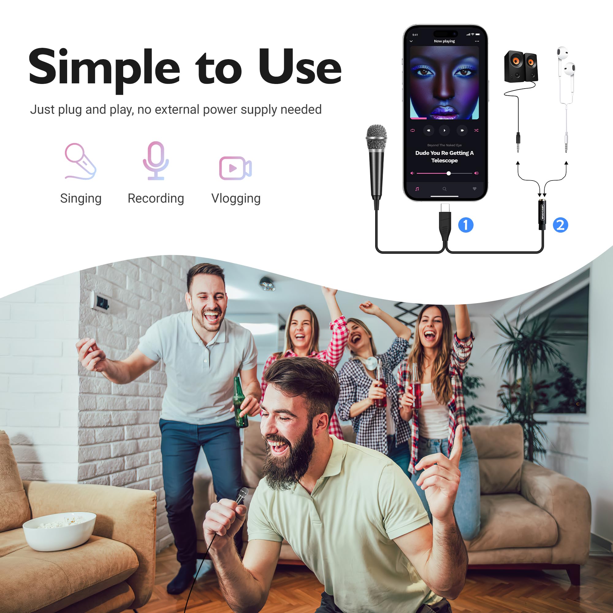 Snapklik.com : USB C Mini Karaoke Microphone, ASMR Microphone