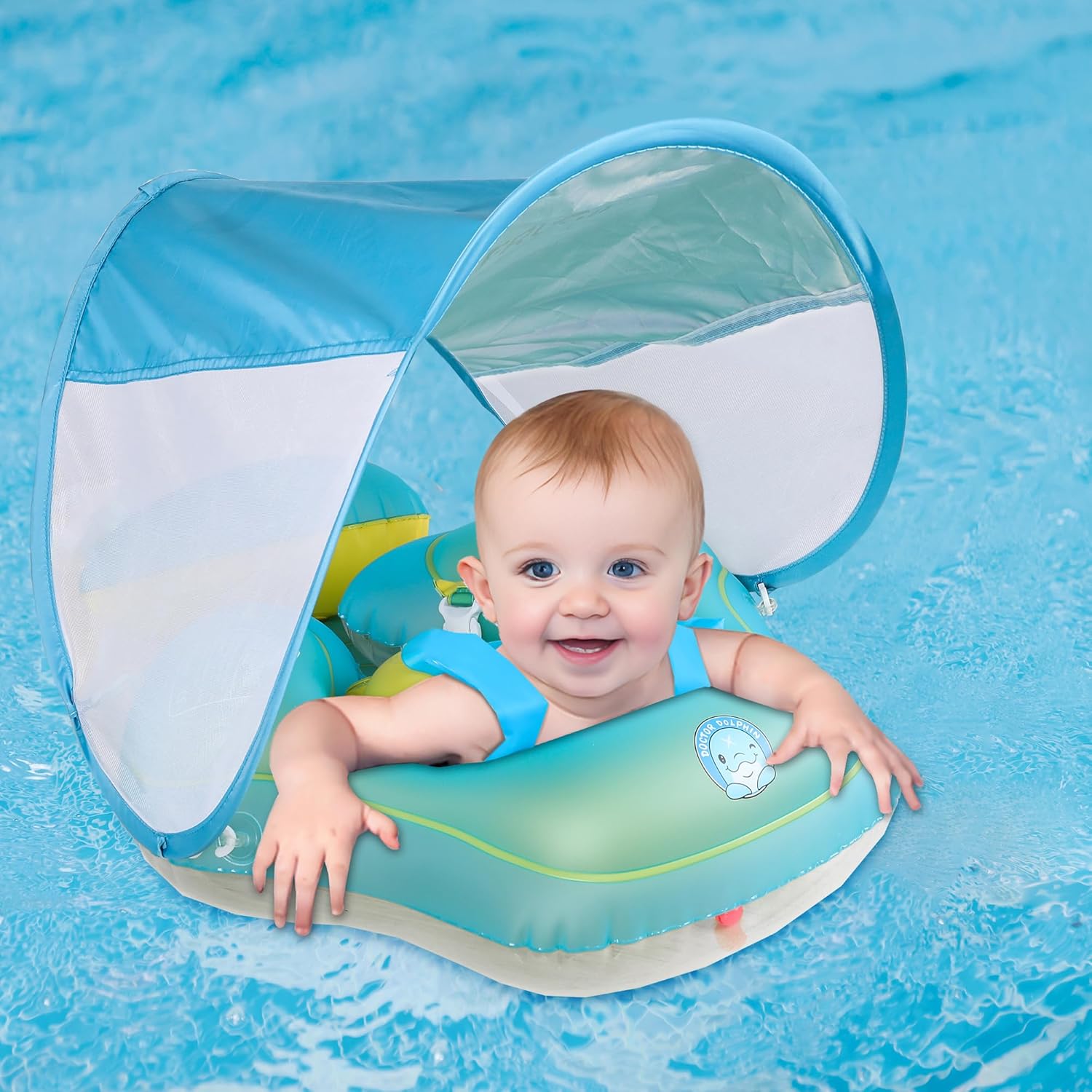Amazon.com: Doctor Dolphin Baby Pool Float with Buoy Tail Anti-Backflip ...