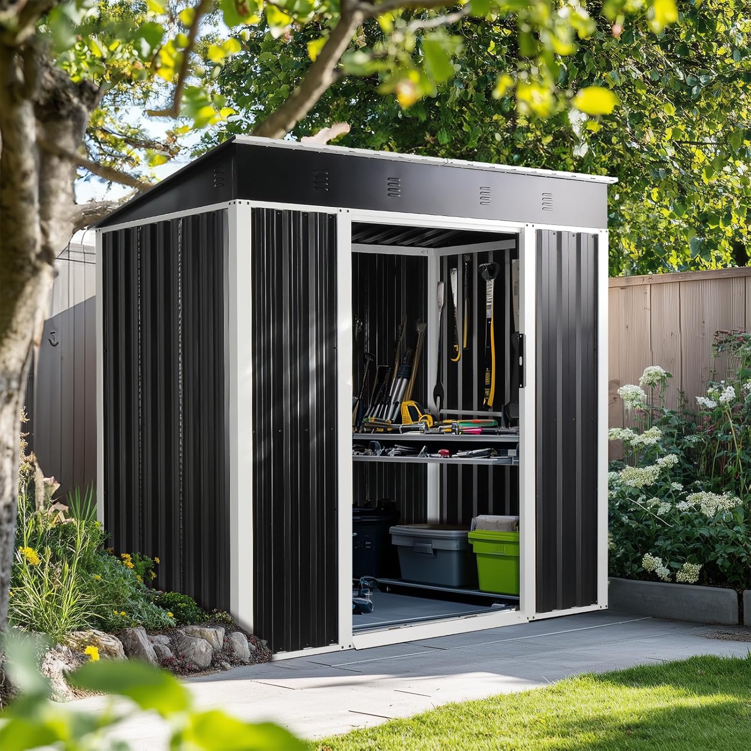 Amazon.com : 6x4ft Outdoor Storage Shed,Metal Garden Storages House ...