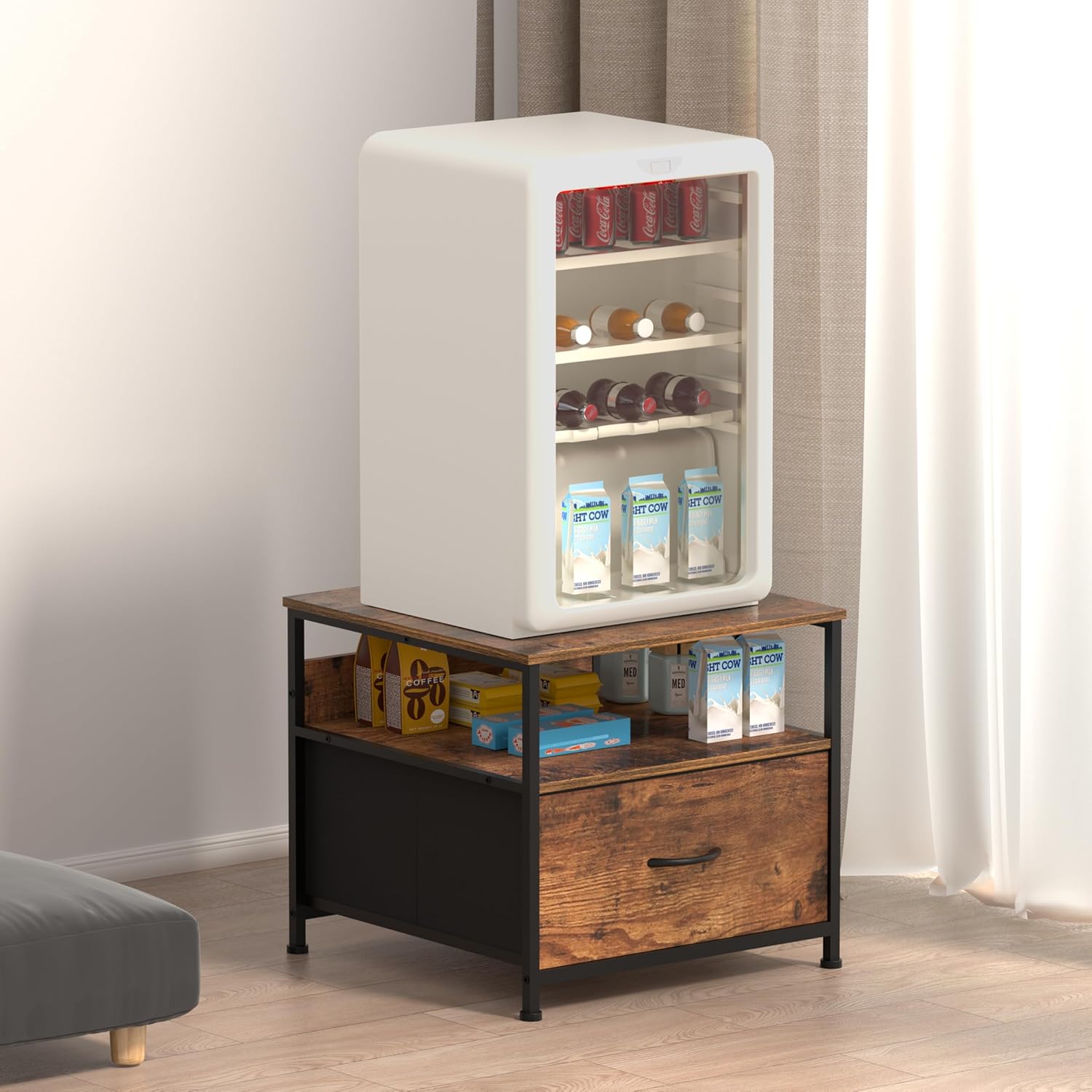 Amazon.com: Unionly 180 lb Mini Fridge Table with Drawer Fridge Shelf ...